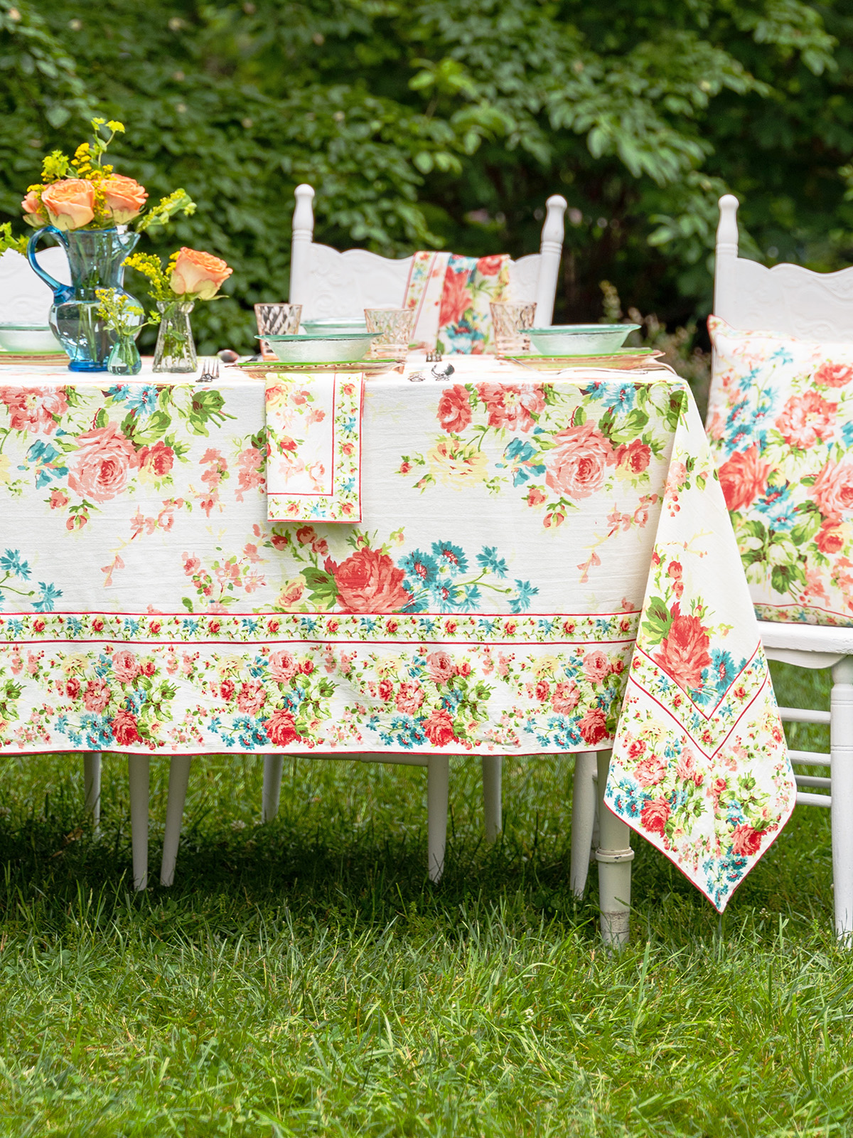 buy shop April Cornell spring Cottage rose table cover cloth 60 X 60 ...