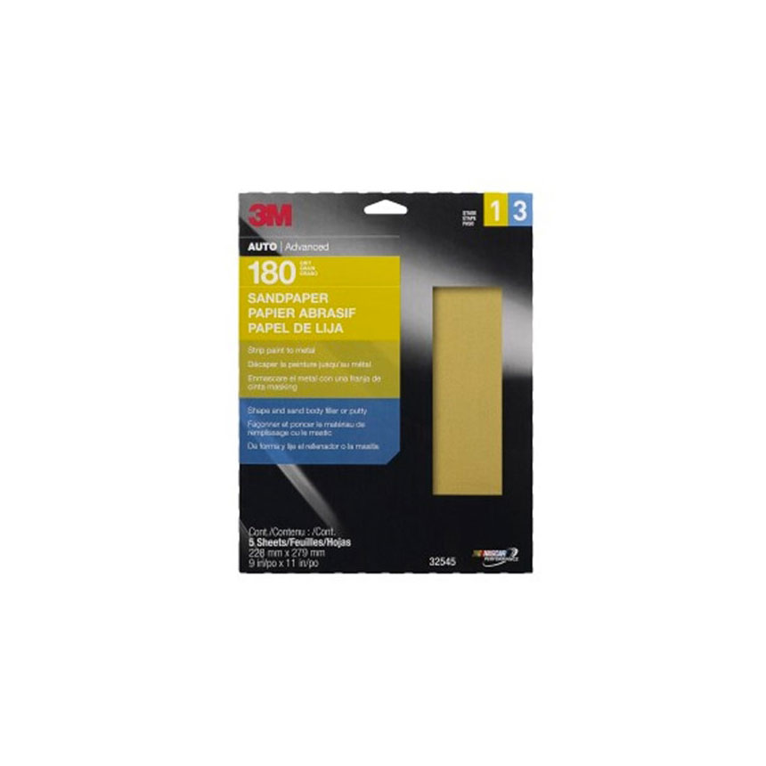 3M Sandpaper, 180 grit - 32545, Abrasive Paper Sheets: Auto Body Toolmart