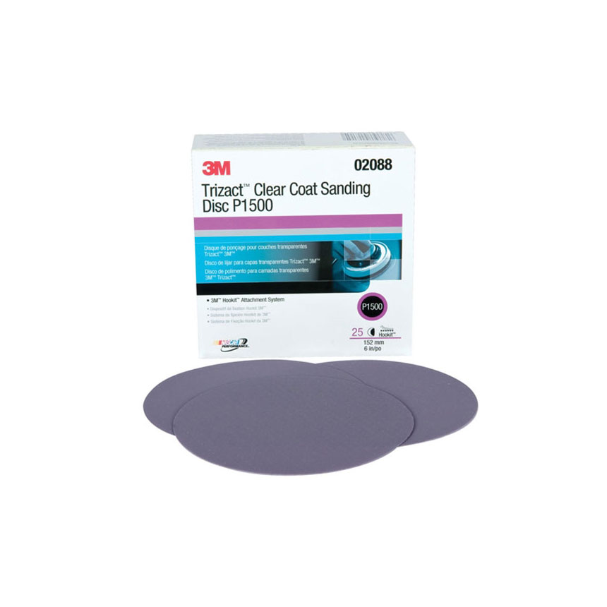 3M Trizact Hookit Clear Coat 6 Sanding Discs p1500 Grit - 02088