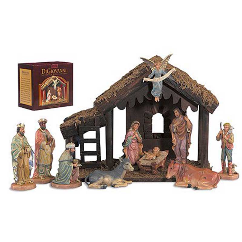 10-pc Nativity Set with Stable, Gifts: Autom