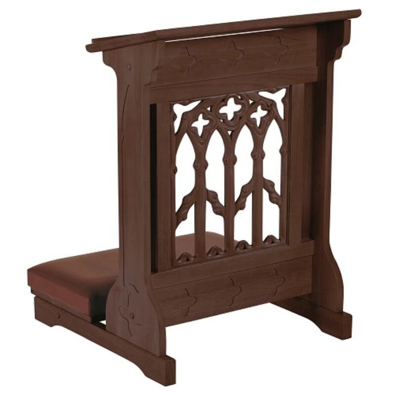 Canterbury Padded Kneeler - Walnut Stain, Church Supplies: Autom