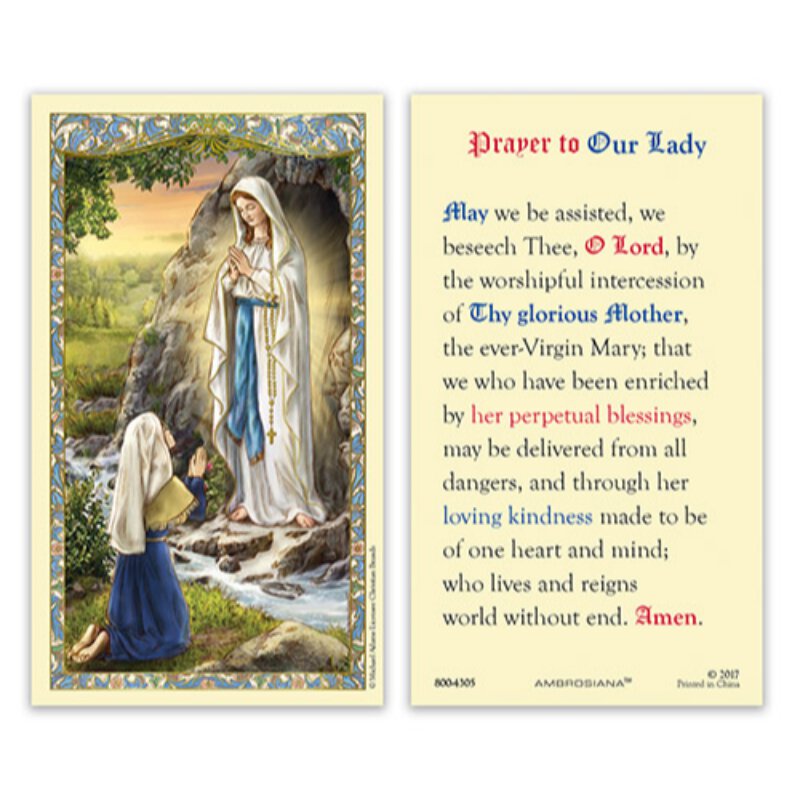 Our Lady of Lourdes Laminated Holy Card - 25/pk, Devotional Items: Autom