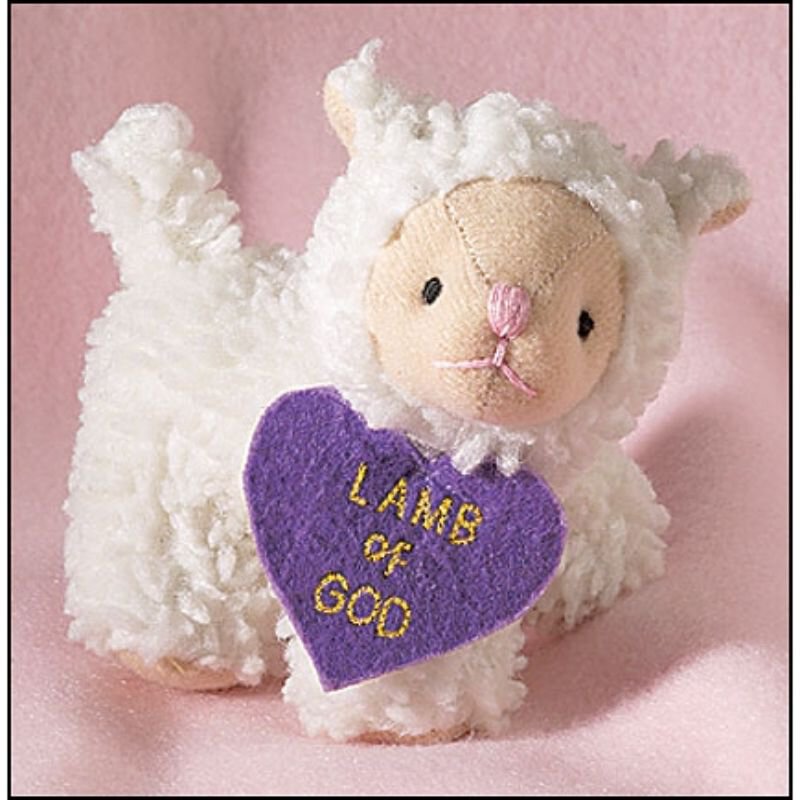 Plush Woolly Lamb with Lamb of God Heart