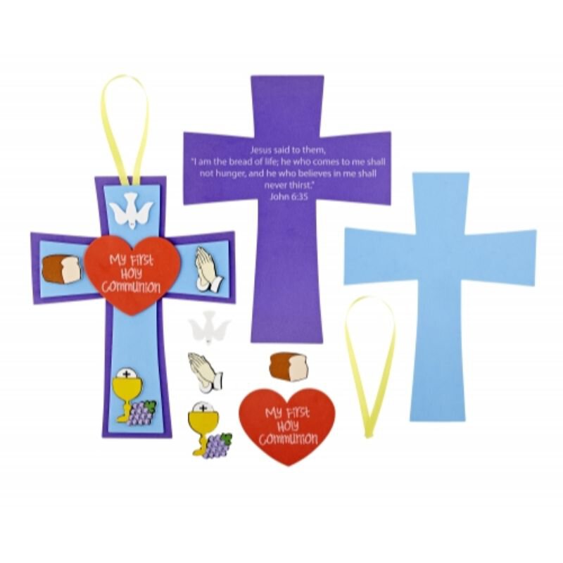 First Communion Cross Foam Craft Kit - 24 kits/pk, Sacramental: Autom