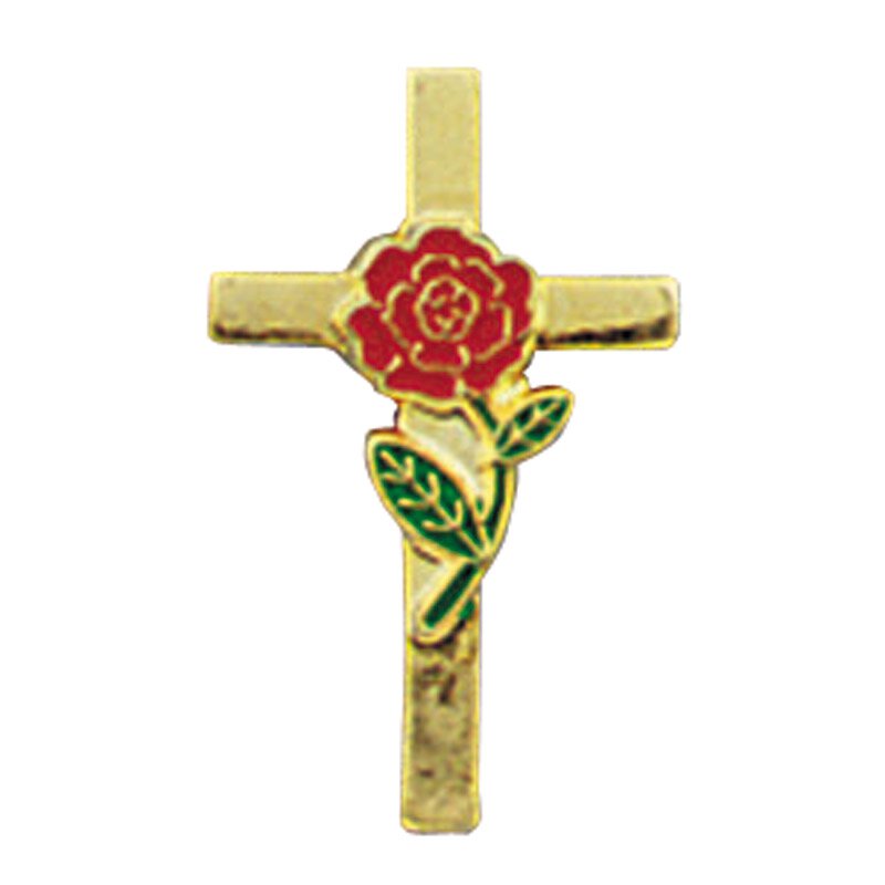 Rose Cross Lapel Pin - 25/pk
