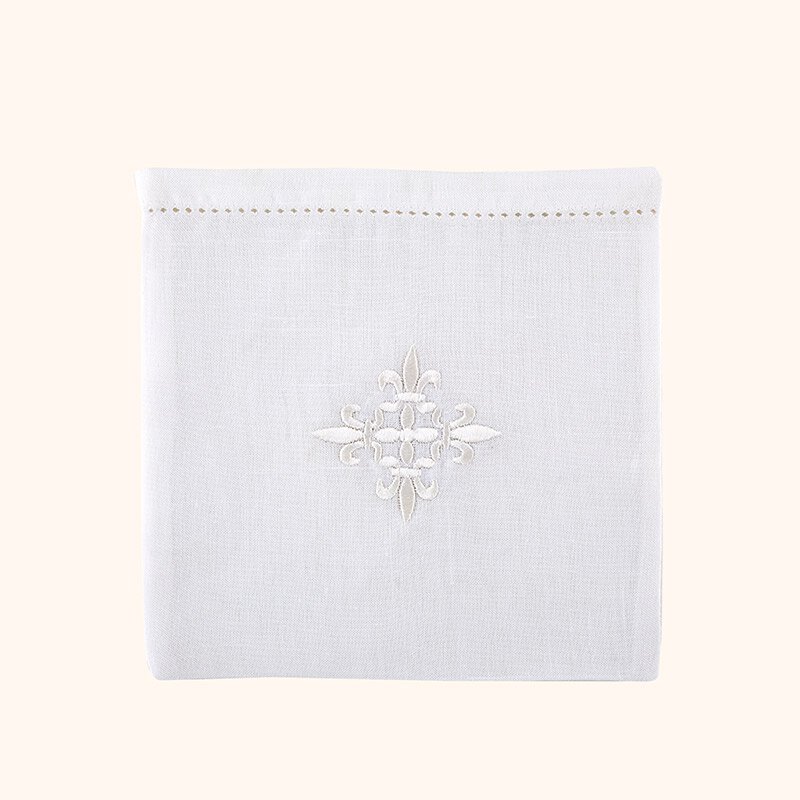 100% Linen White Fleur-de-Lis Cross Chalice Pall - 3/pk