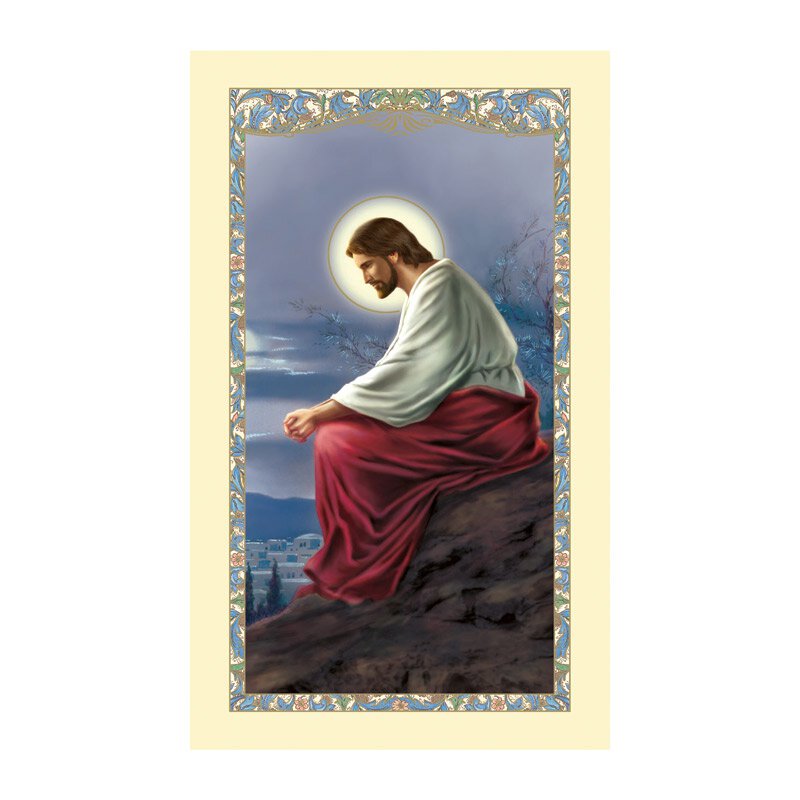 Christ Overlooking Jerusalem Laminated Holy Card - 25/pk