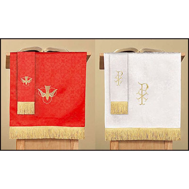 Jacquard Reversible Pulpit Scarf with Cross: Red/White, Church Supplies ...