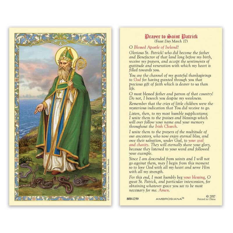 St. Patrick Laminated Holy Card - 25/pk, Devotional Items: Autom