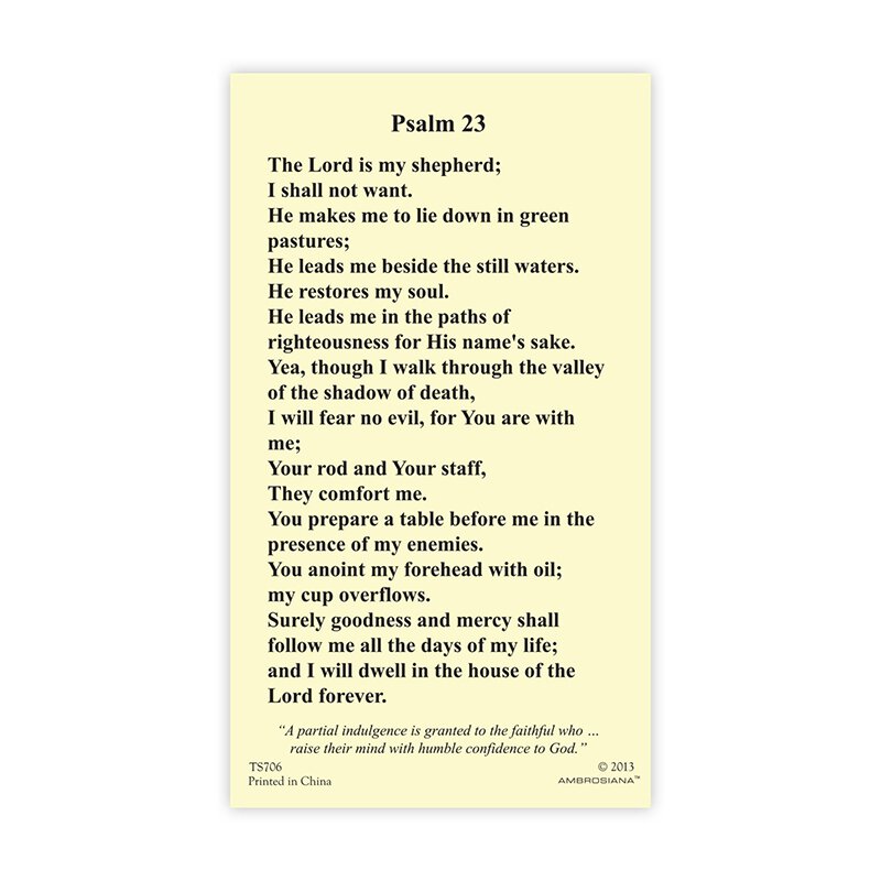 Good Shepherd (Psalm 23) Holy Card - 100/pk - Devotional Items