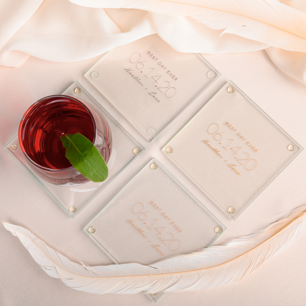 Personalized Glass Coaster Favors | Beau-coup