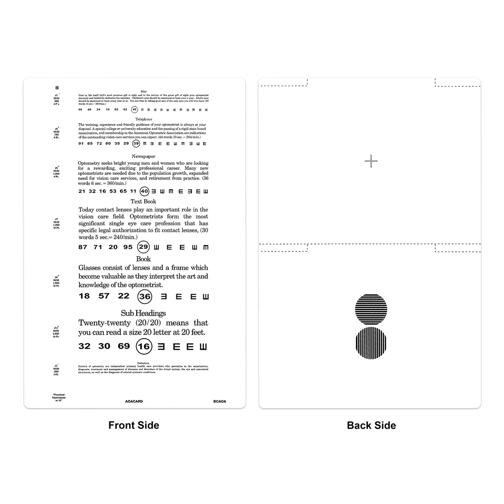 AOA Near Acuity Card, : Bernell Corporation
