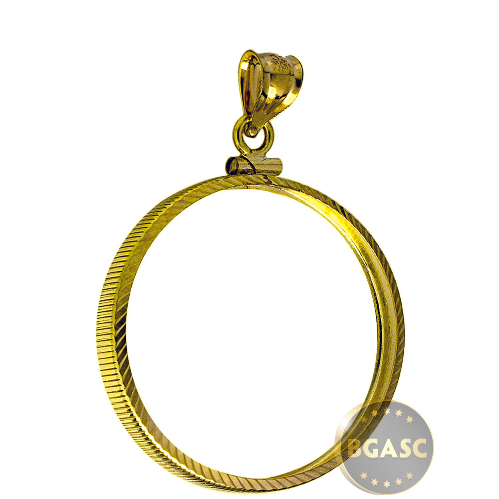 Buy Solid 14k Gold Coin Bezel Pendant - $25 1/2 oz Gold Eagle (27mm ...