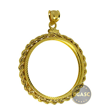 Buy Solid 14k Gold Coin Bezel Pendant - $25 1/2 oz Gold Eagle (27mm ...