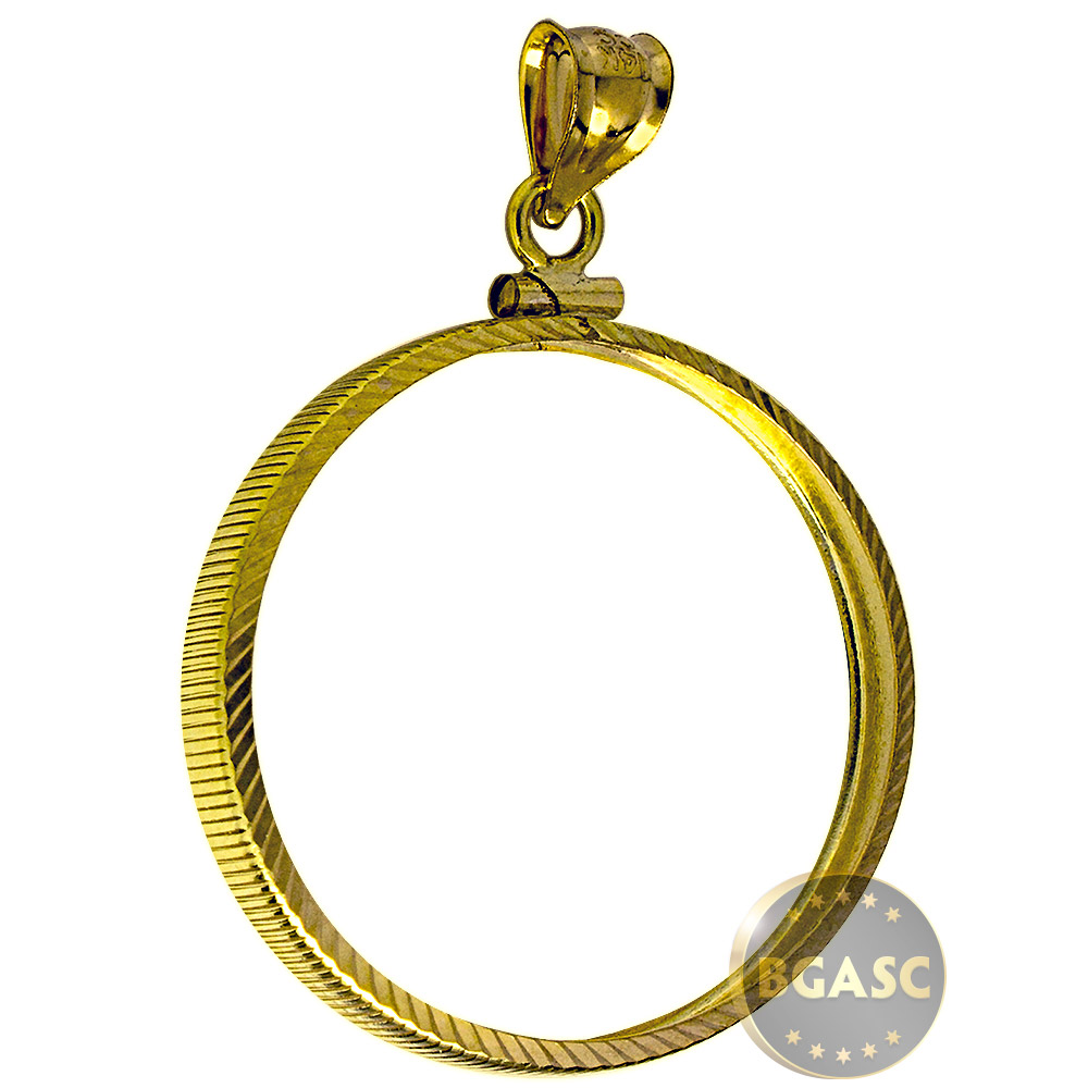Buy Solid 14k Gold Coin Bezel Pendant - $50 1 oz Gold Eagle (32.7mm ...