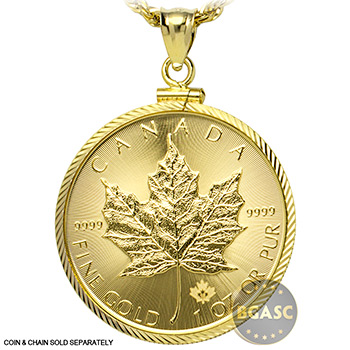 Buy Solid 14k Gold Coin Bezel Pendant - 1 oz Gold Maple Leaf (30mm ...