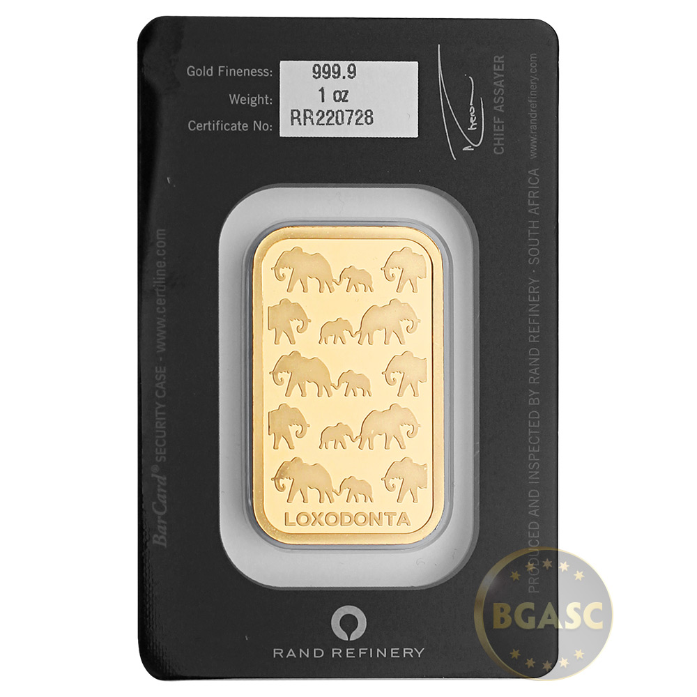 Buy 1 oz Gold Bar Rand Refinery Elephant .9999 Fine 24kt Minted Ingot ...