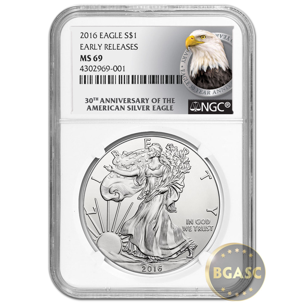 Buy 2016 American Silver Eagle Coin NGC Graded MS69 Early Releases 30th Anniversary - Special ...