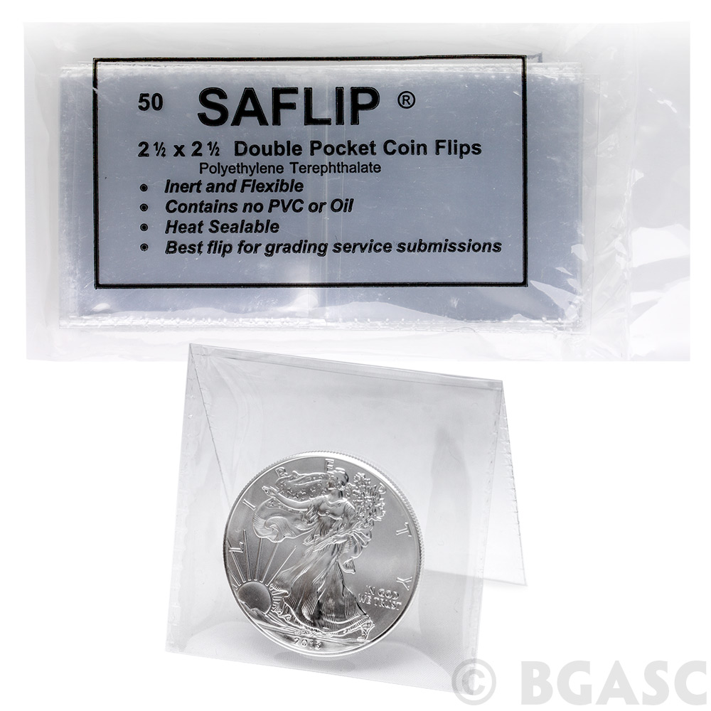 Buy 50-Pack SAFLIP® 2.5 x 2.5 Double Pocket Mylar Coin Flips - Inert ...