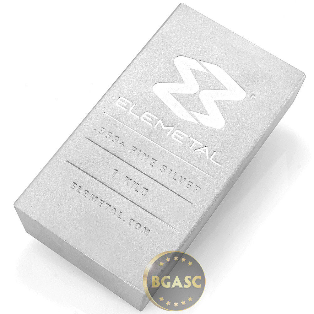 Buy 1 Kilo Silver Bar Elemetal (32.15 troy oz) .999 Fine Bullion Ingot ...