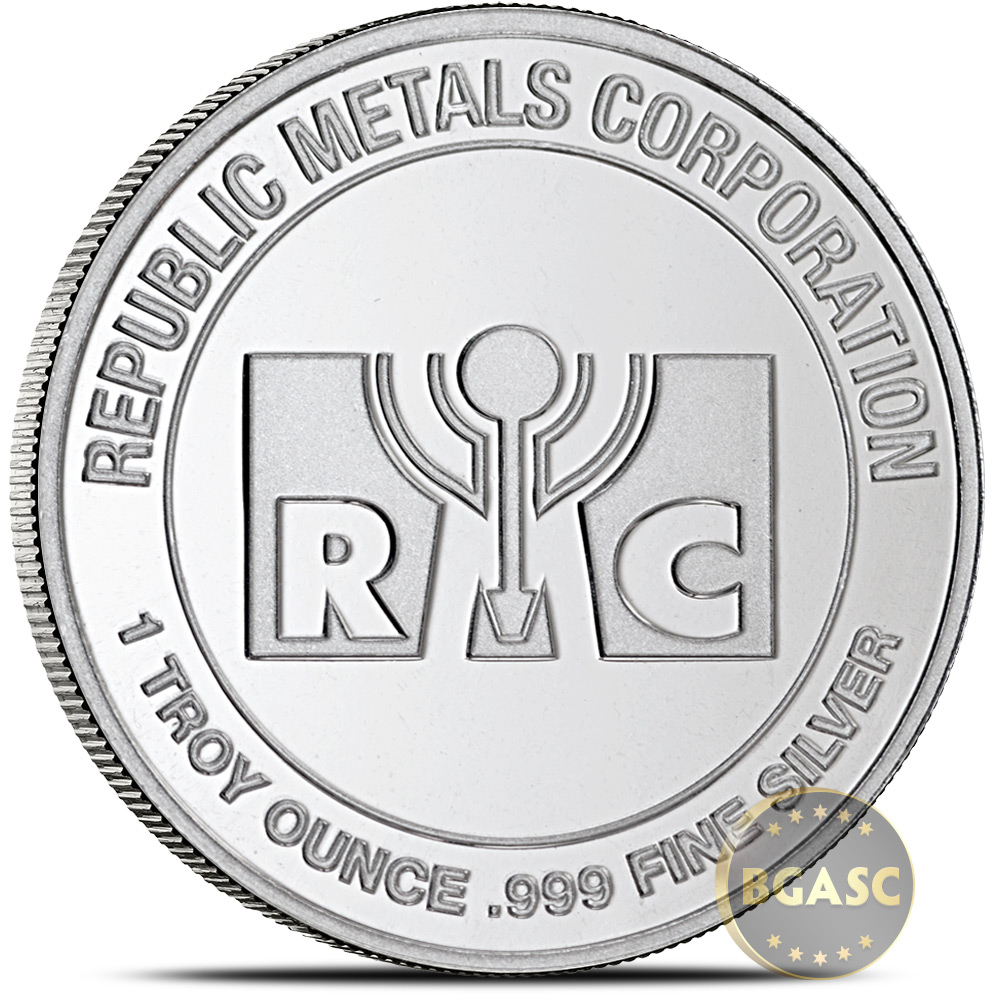 Buy 1 oz Silver Rounds Republic Metals RMC .999 Fine Silver Bullion - 1 ...
