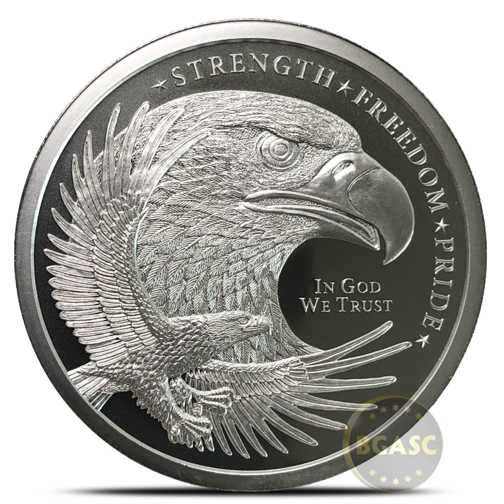 Buy 2 oz Silver Rounds Eagle Design by GSM Golden State Mint .999 Fine ...
