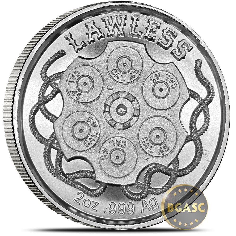 Buy 2 oz Silver Rounds Lawless Train Ultra High Relief .999 Fine ...