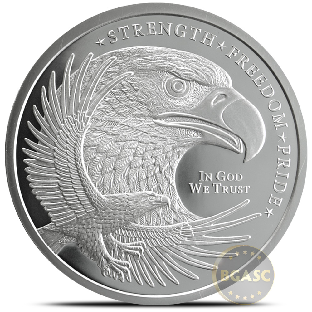 Buy 5 oz Silver Rounds Eagle Design by GSM Golden State Mint .999 Fine ...