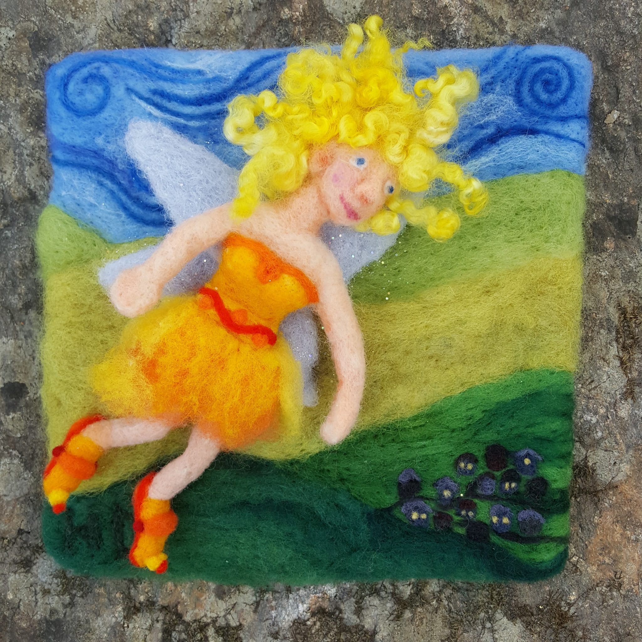 The Sun Fairy, Original Felted Illustration - Binding Tales