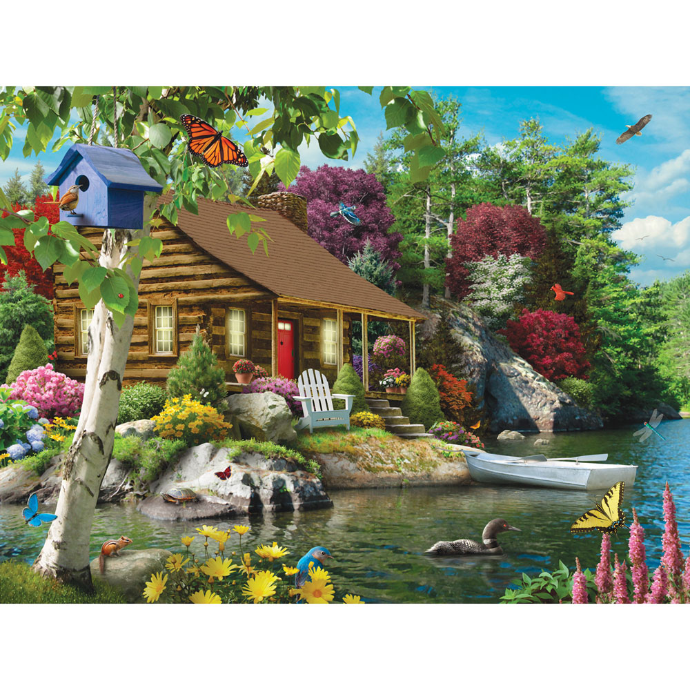 Cabin on the Lake 300 Large Piece Jigsaw Puzzle | Bits and Pieces