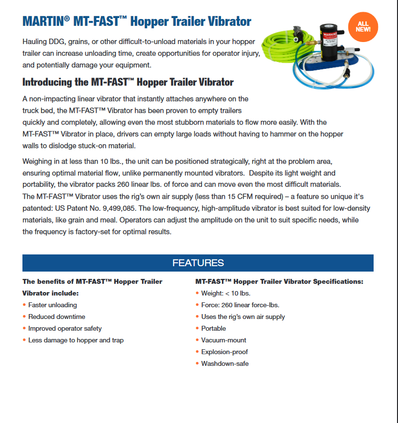 MARTIN® MT-FAST™ Hopper Trailer Vibrator