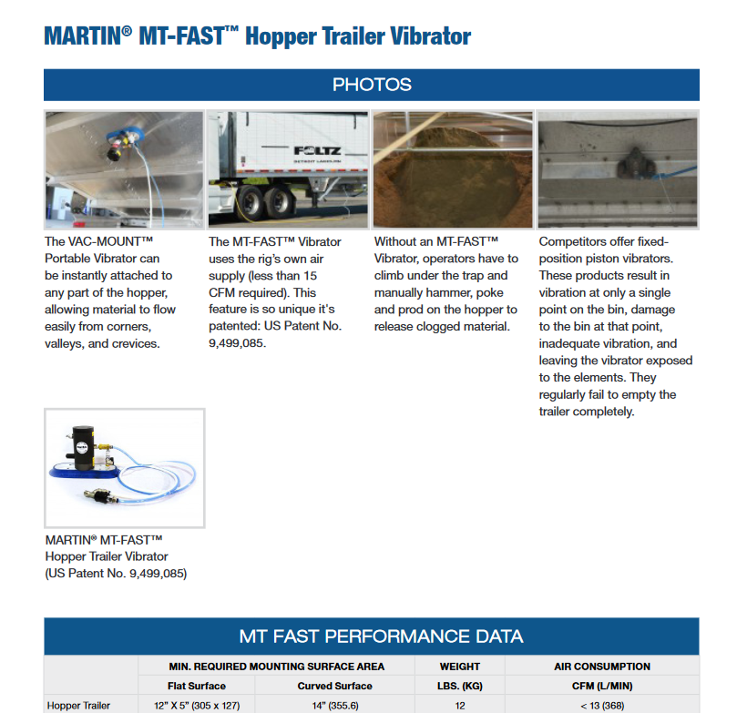 MARTIN® MT-FAST™ Hopper Trailer Vibrator