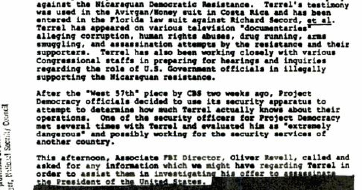 Iran-Contra and Domestic Counter-Intelligence Networks — Bunk