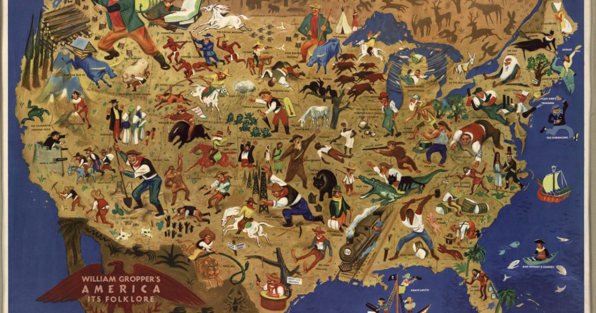 A Popular '40s Map of American Folklore Was Destroyed by Fears of ...