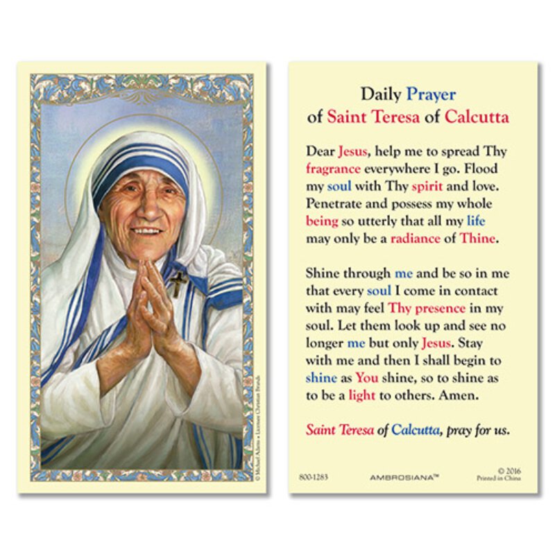 Saint Teresa of Calcutta Laminated Holy Cards - 25/pk, Saint Mother ...