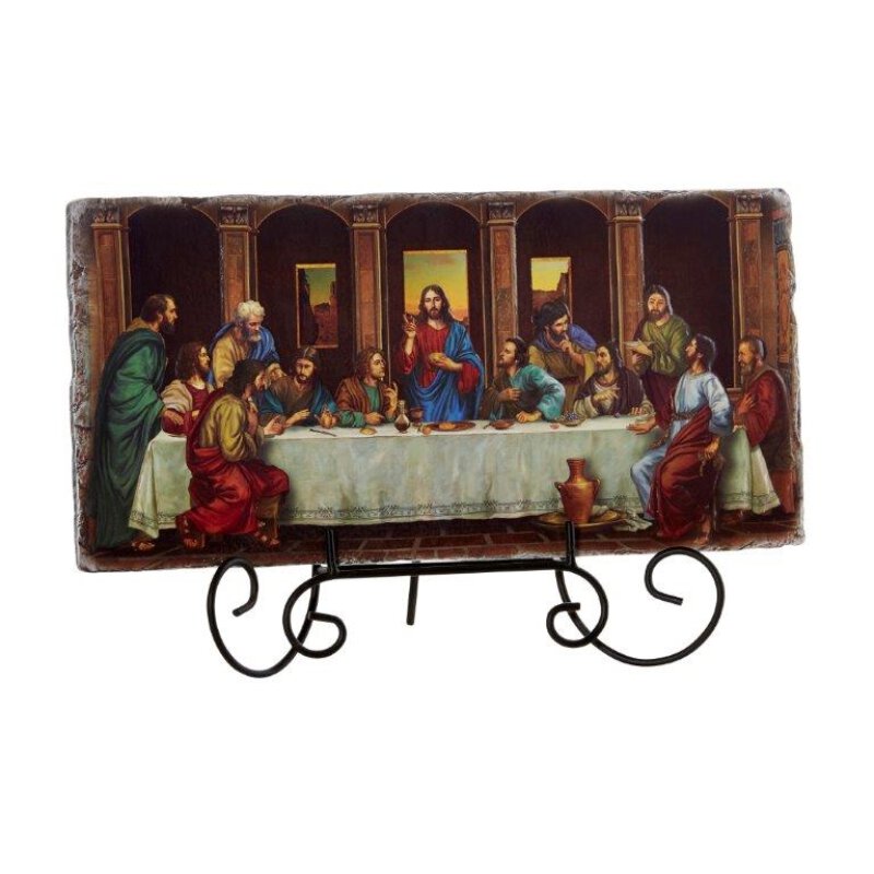 Last Supper Tile Plaque - with Metal Stand, Tabletop Decor: Catholic ...