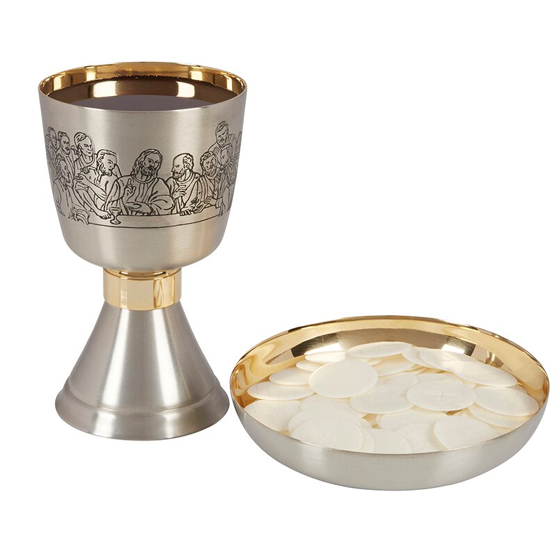 Last Supper Etched Chalice & Bowl Paten Set , Church/Mass Supplies ...