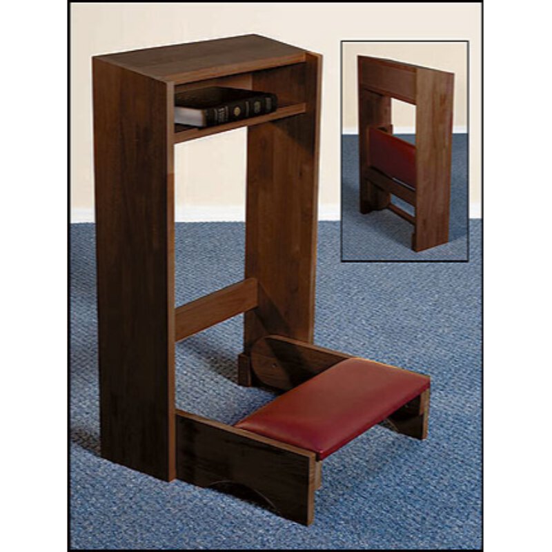 Folding Church Kneeler - Walnut Finish, Church Supplies: Catholic Gifts ...