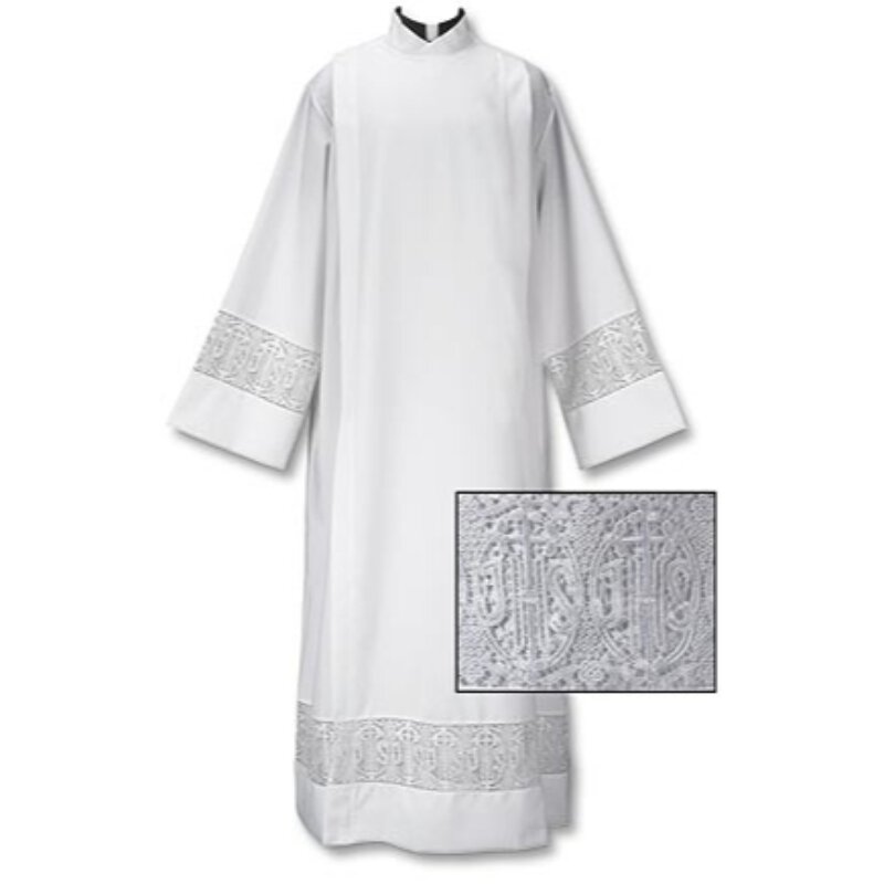 Latin Cross and IHS Lace - Front Wrap Alb for Priests, Clergy Gifts ...