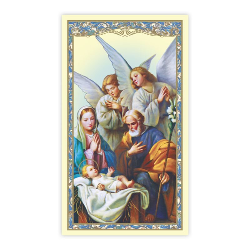 Nativity with Adoring Angels Holy Cards - 100pk, Holy Cards: Catholic ...