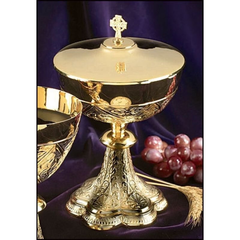 Embossed Vines Ciborium with Celtic Cross Cover, Sacred Vessels ...