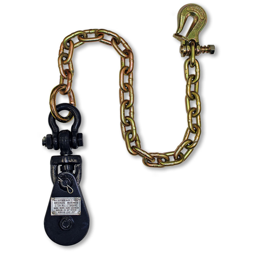 B/A Snatch Block with Swivel Shackle and Chain 5/16 G70