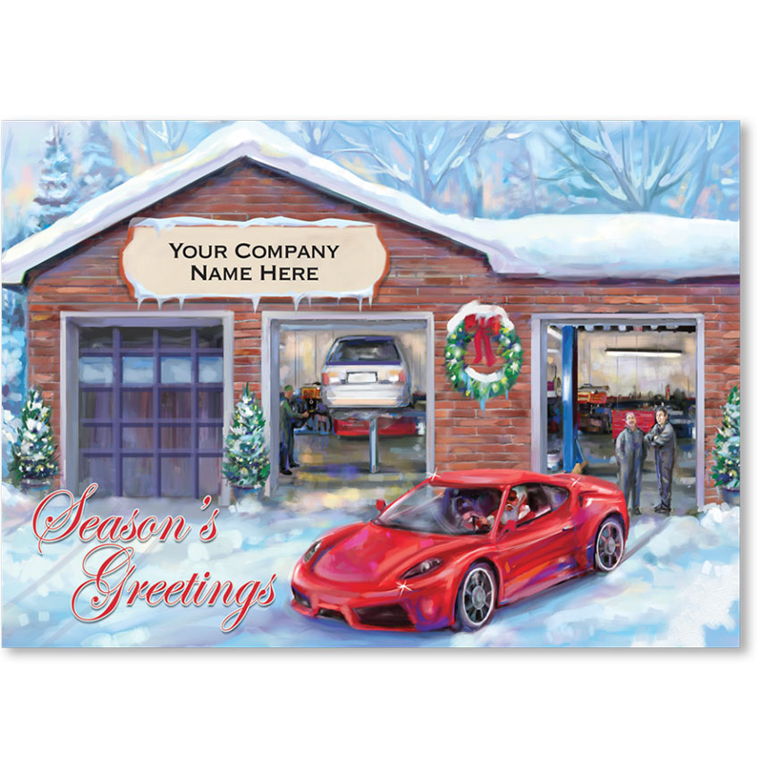 Double Personalized Full-Color Holiday Postcards - Sporty Sleigh