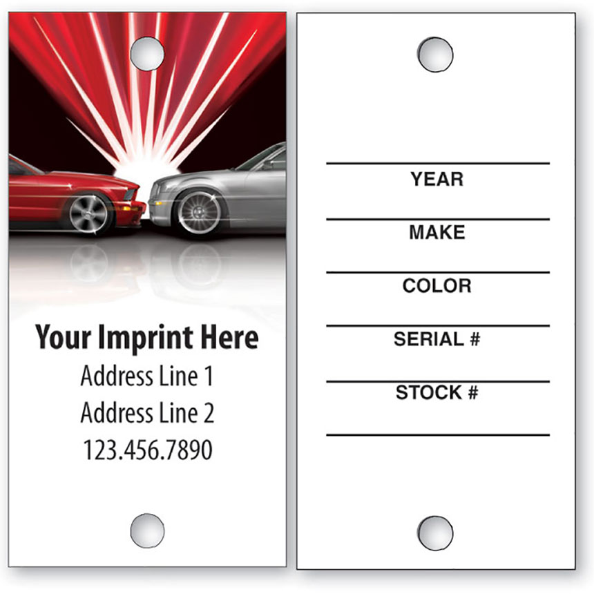 Full-Color Automotive Key Tags - Head to Head