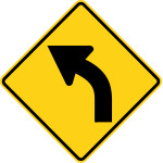 Sharp Left Turn Sign (Meaning, Color, Shape)