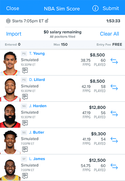 Free to Play Sim Sports NBA | FanDuel | FanDuel