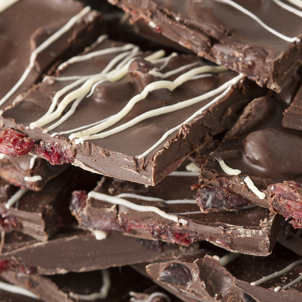 Dark Chocolate Cranberry Bark, Fastachi Crafted Chocolates: Fastachi