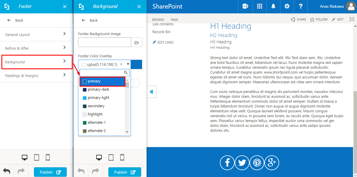 Part 2 Add The Footer To Sharepoint Shortpoint Support