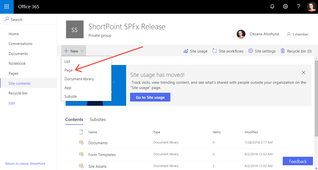 How to Create a Modern Page (on a Modern SharePoint Site) : ShortPoint ...