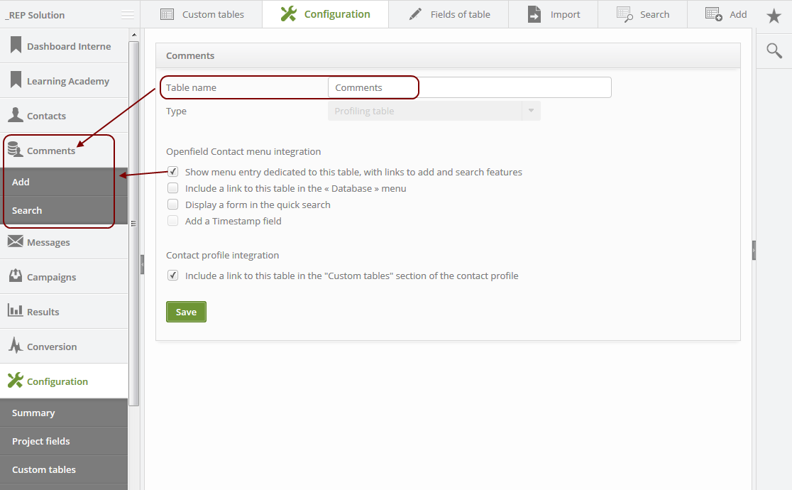 Creating a Custom Table : Dialog Insight - Support